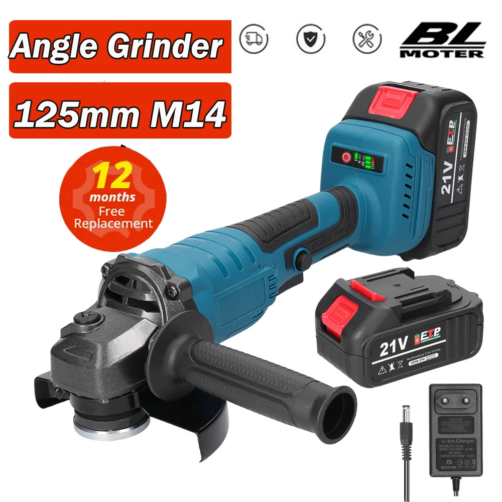 21V M14 Brushless Angle Grinder 19500RPM Electric Polishing Grinding ...