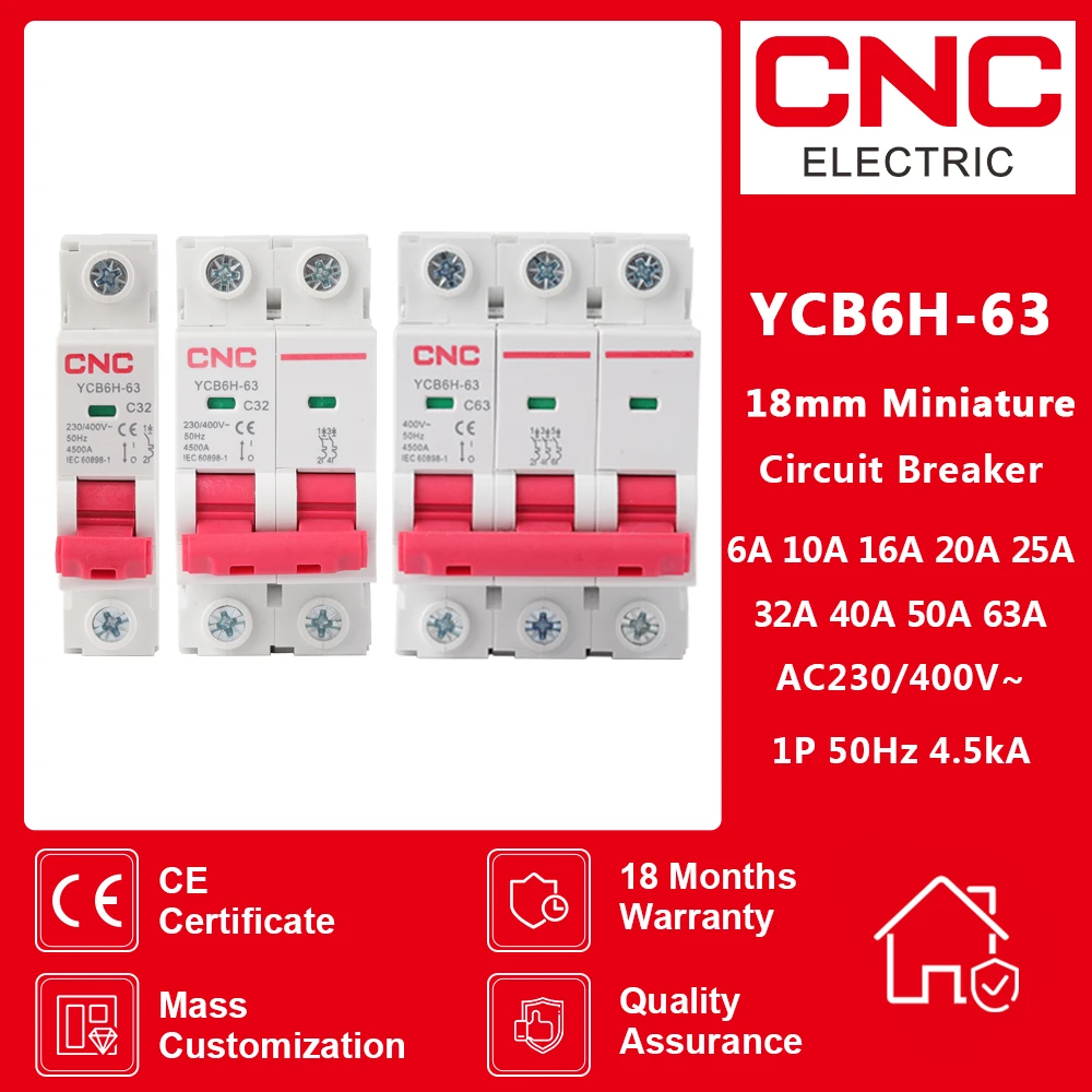 CNC-YCB6H-63-1P-2P-3P-Miniature-Circuit-Breaker-MCB-Din-Rail-Mount ...