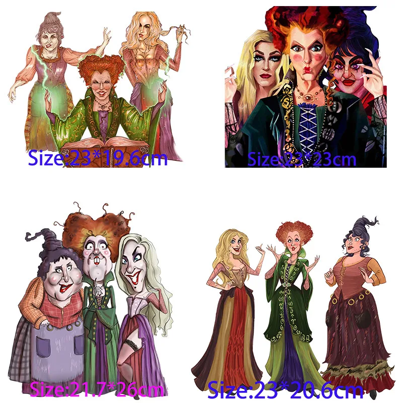 Iron On Patches Cute Hocus Pocus Horror Women Halloween Witches ...