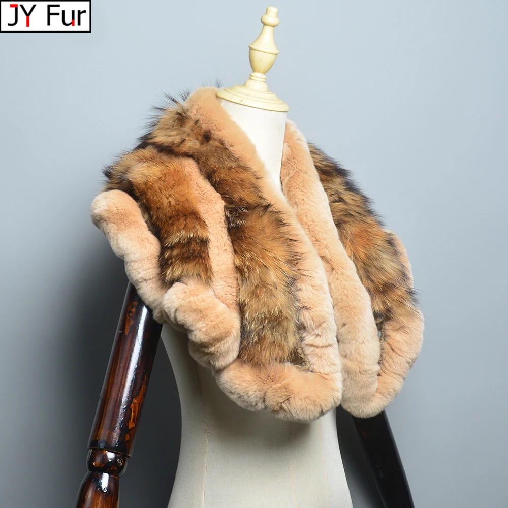 2024-New-Genuine-Rex-Rabbit-Fur-Scarf-With-Fox-Fur-Women-Winter-Warm ...