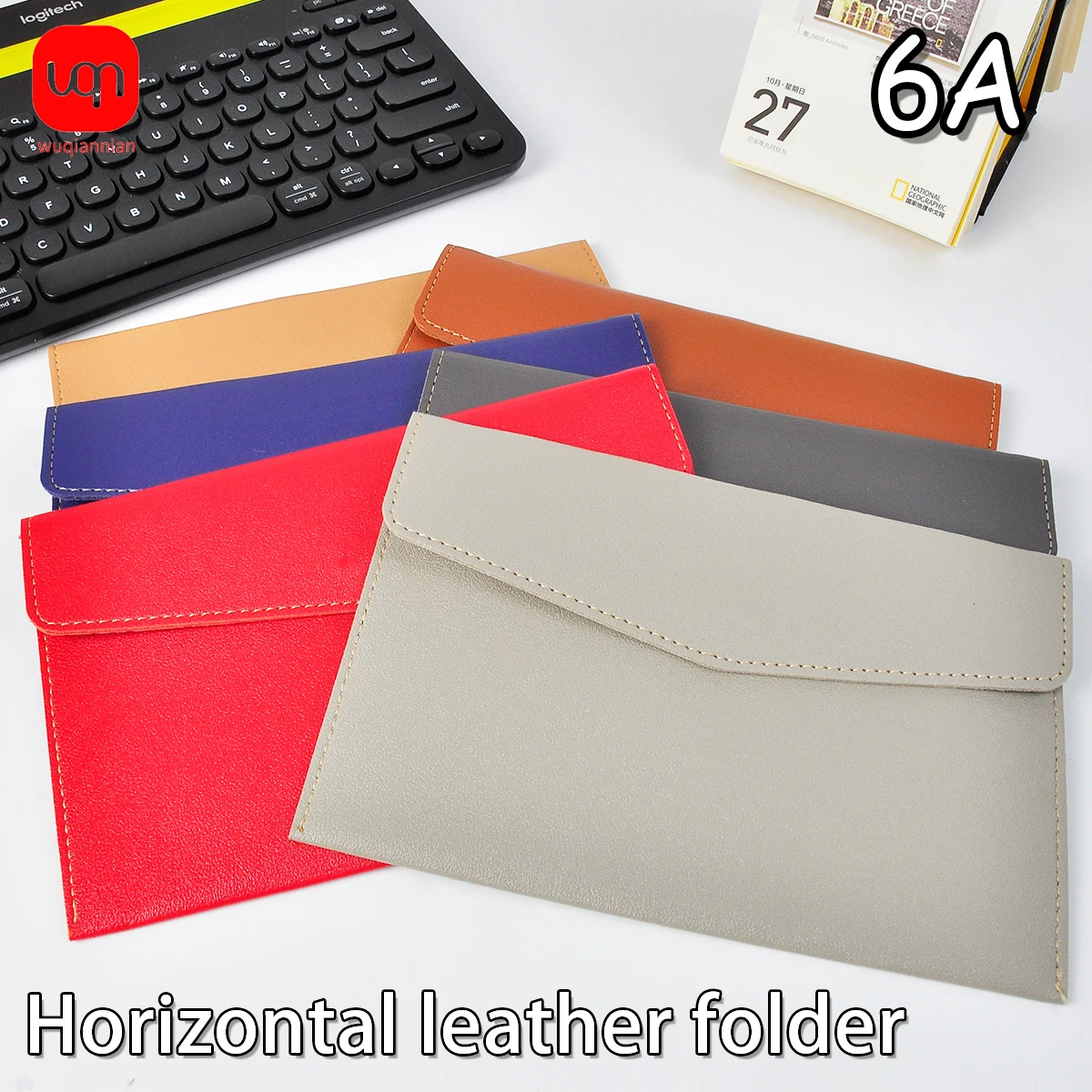 Morandi Leather File Bag Business Office File Bag A6 Folder Waterproof ...
