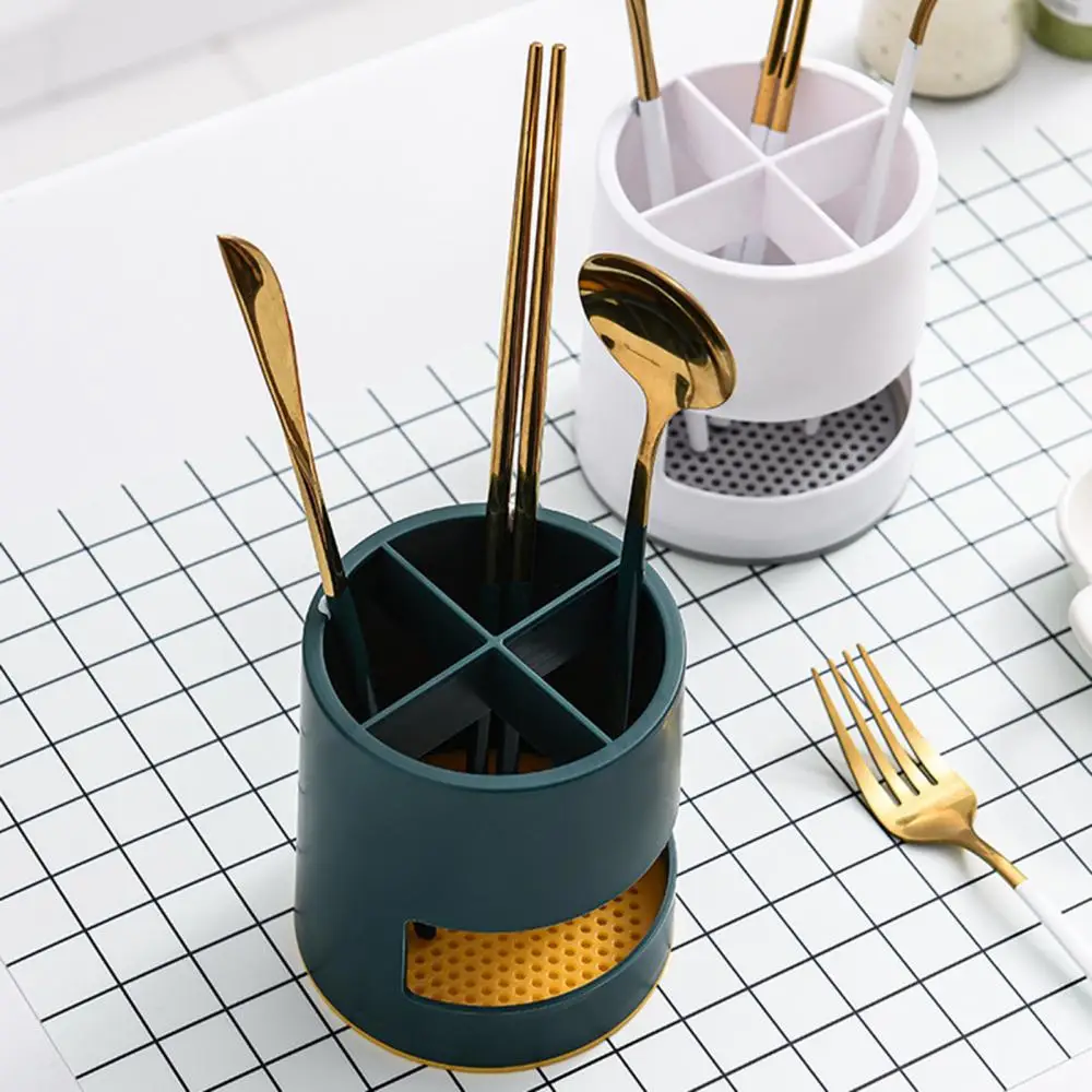 Utensil-Holder-Cutlery-Drainer-Kitchen-Tableware-Storage-Bucket-Plastic ...