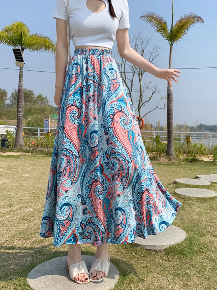TIGENA-Falda-larga-con-estampado-folcl-rico-Indie-para-mujer-Falda ...