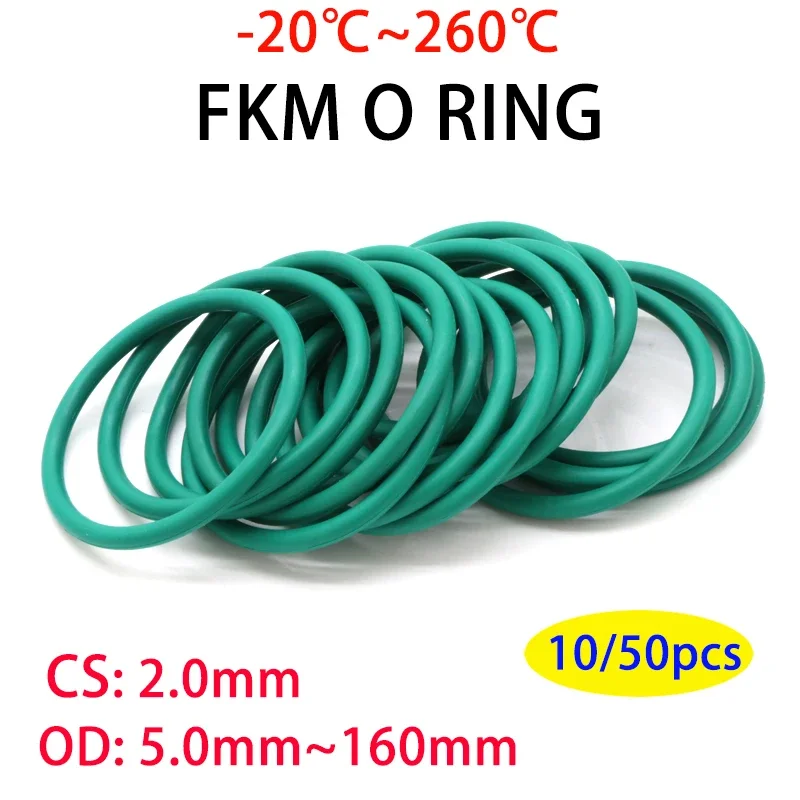 10-50Pcs-Green-FKM-O-Ring-CS-2mm-OD-5-160mm-Sealing-Gasket-Insulation ...