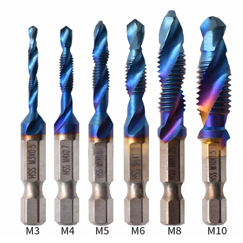 Hex Shank HSS Screw Thread Metric Tap Drill Bits Screw Machine Compound ...