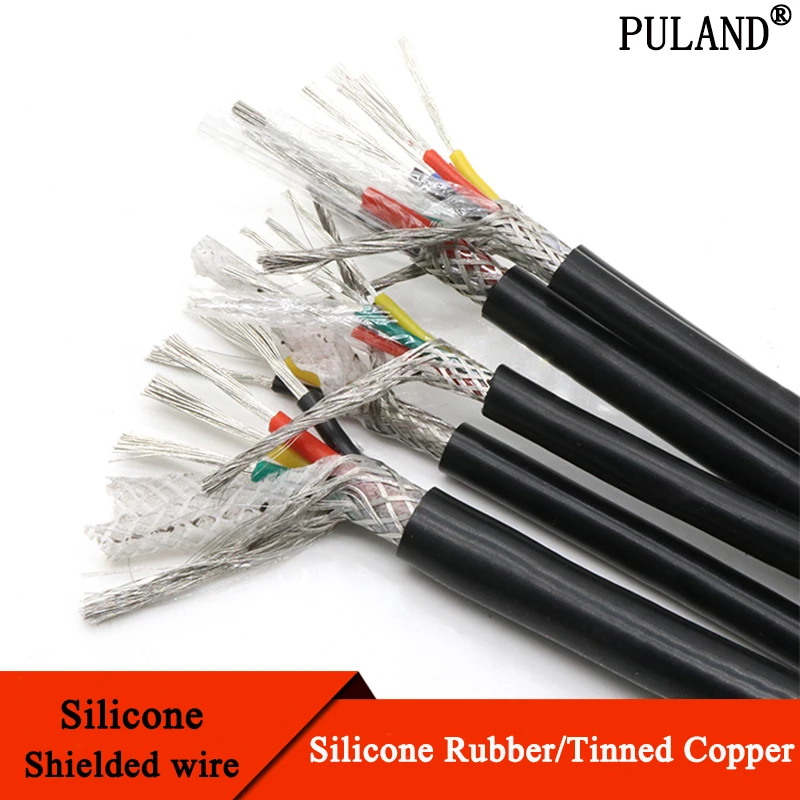 1M Sq 0.3 0.5 0.75 1 1.5 2 2.5mm Soft Silicone Rubber Shielded Cable 2 3 4 6Core Insulated ...