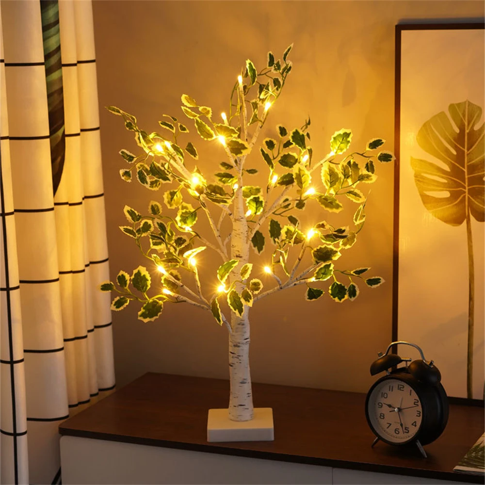 LED-Birch-Tree-Lamp-Artificial-Green-Leaf-Tree-Night-Light-USB-Battery ...