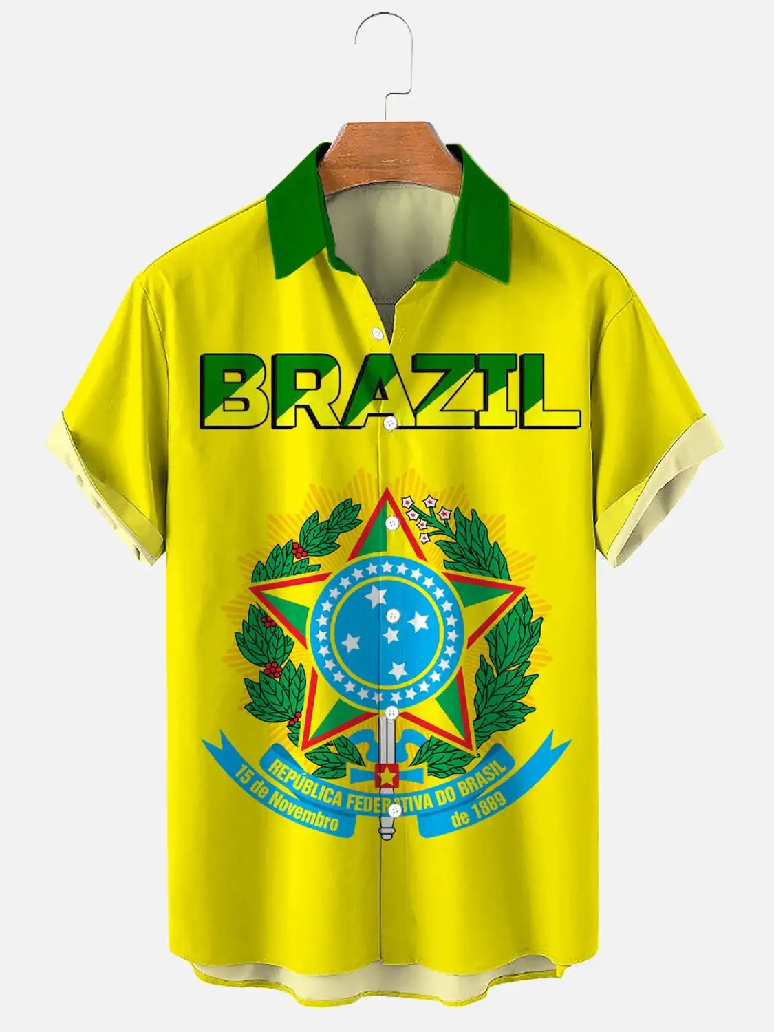 Molilulu Men's Fashion Vintage Clothing Brazil Print Casual Breathable ...