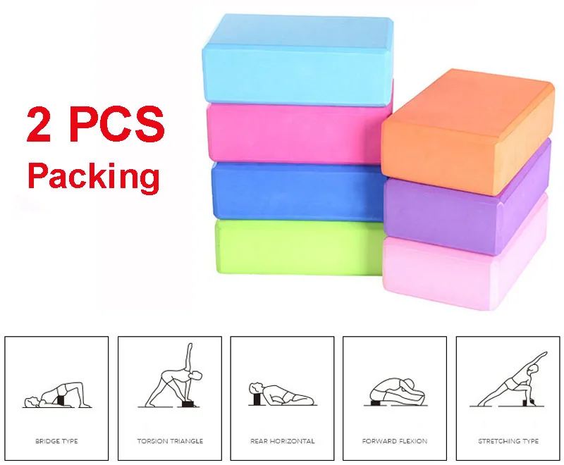 Yoga-Blocks-Fitness-Gym-Cube-Multi-Colors-Pilates-Bricks-Exercise-EVA ...