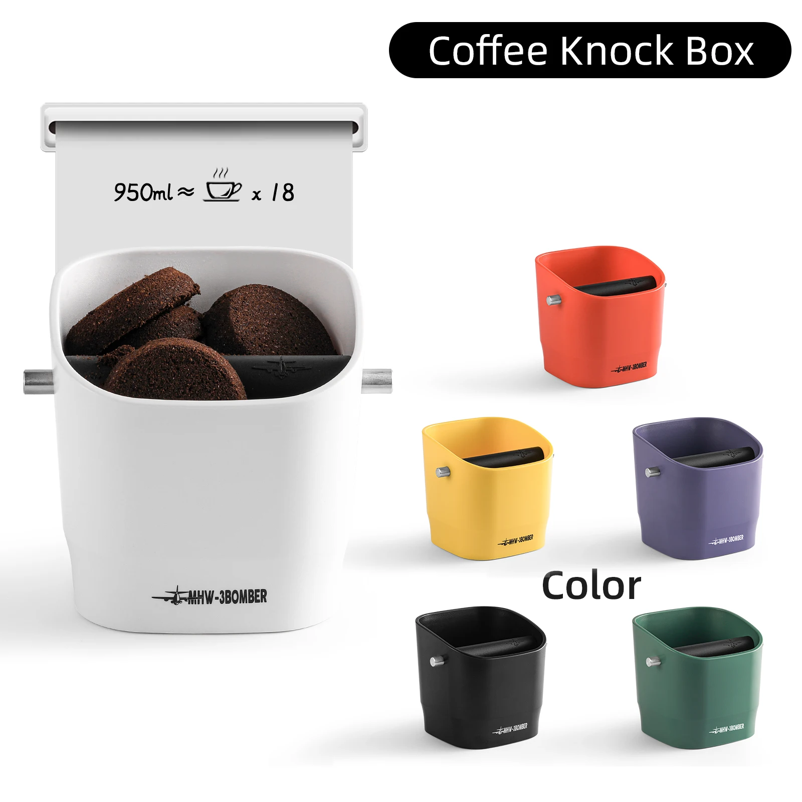 MHW-3BOMBER-Square-Coffee-Grounds-Knock-Box-Removable-Knock-Bar-and-Non ...
