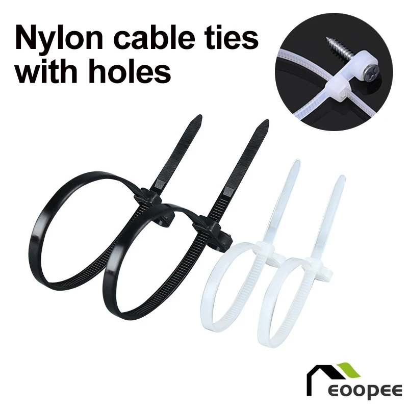 100PCS-Screw-Hole-Cable-Ties-Self-locking-Cable-Ties-Straps-Fastening ...
