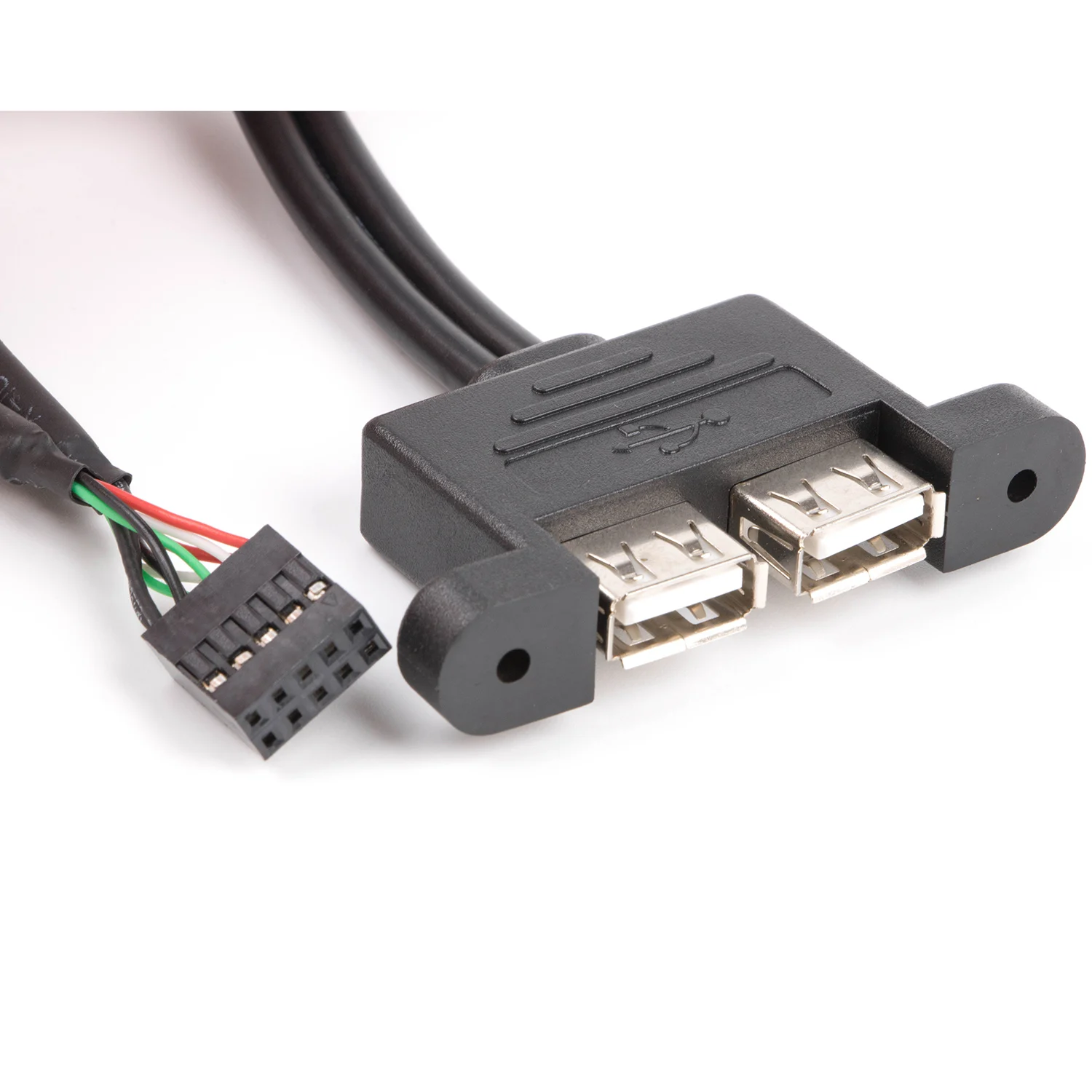 Dual USB 2.0 A Female Panel Mount - 10 Pins 10P 0.1" Header Pitch ...