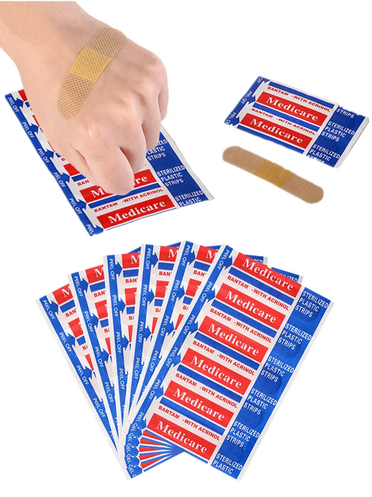 100pcs-set-Bandage-Emergency-First-Aid-Bandage-Plaster-Non-woven-Fabric ...