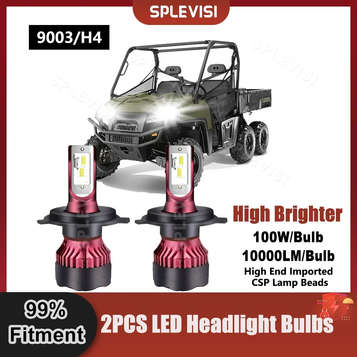 2X LED H4/9003 Headlight For Polaris Trail 1985 1986 1987 1988 1989 ...