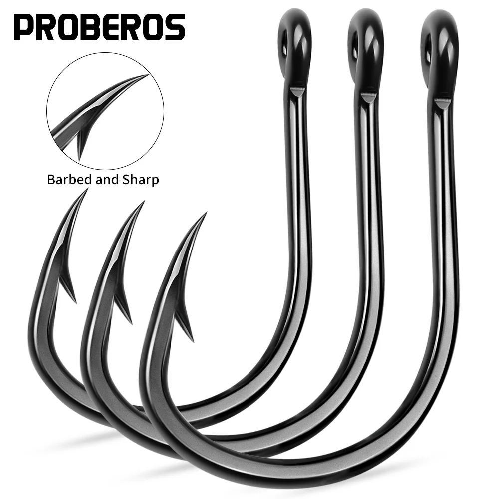 PROBEROS 50pcs High Carbon Steel Jig Single Hook Barbed Sharp Point for ...
