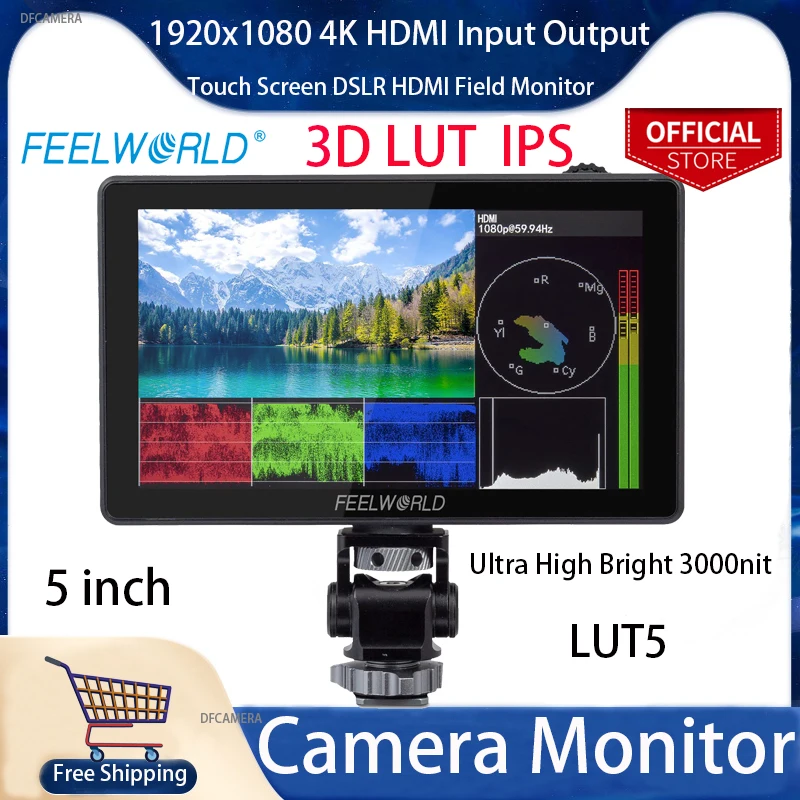 FEELWORLD LUT5 5.5 Inch Ultra High Bright 3000nit DSLR Camera Field ...