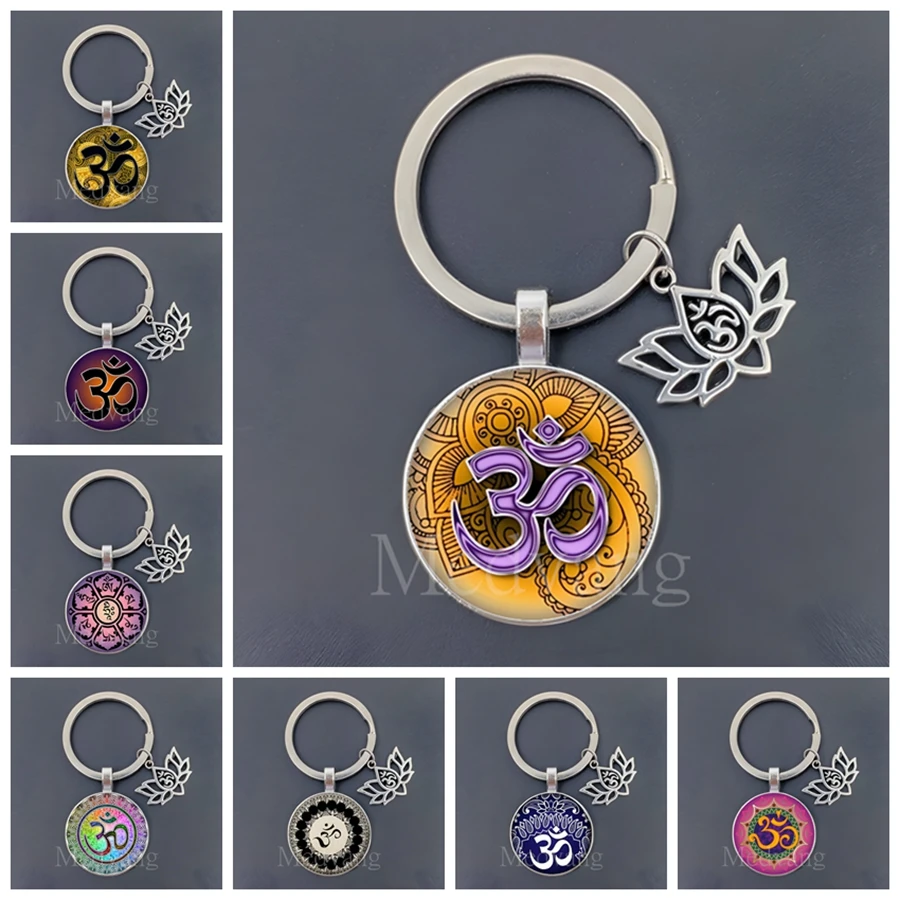 Creative Buddhist Chakra Keychain Indian Yoga Mandala Glass Dome ...
