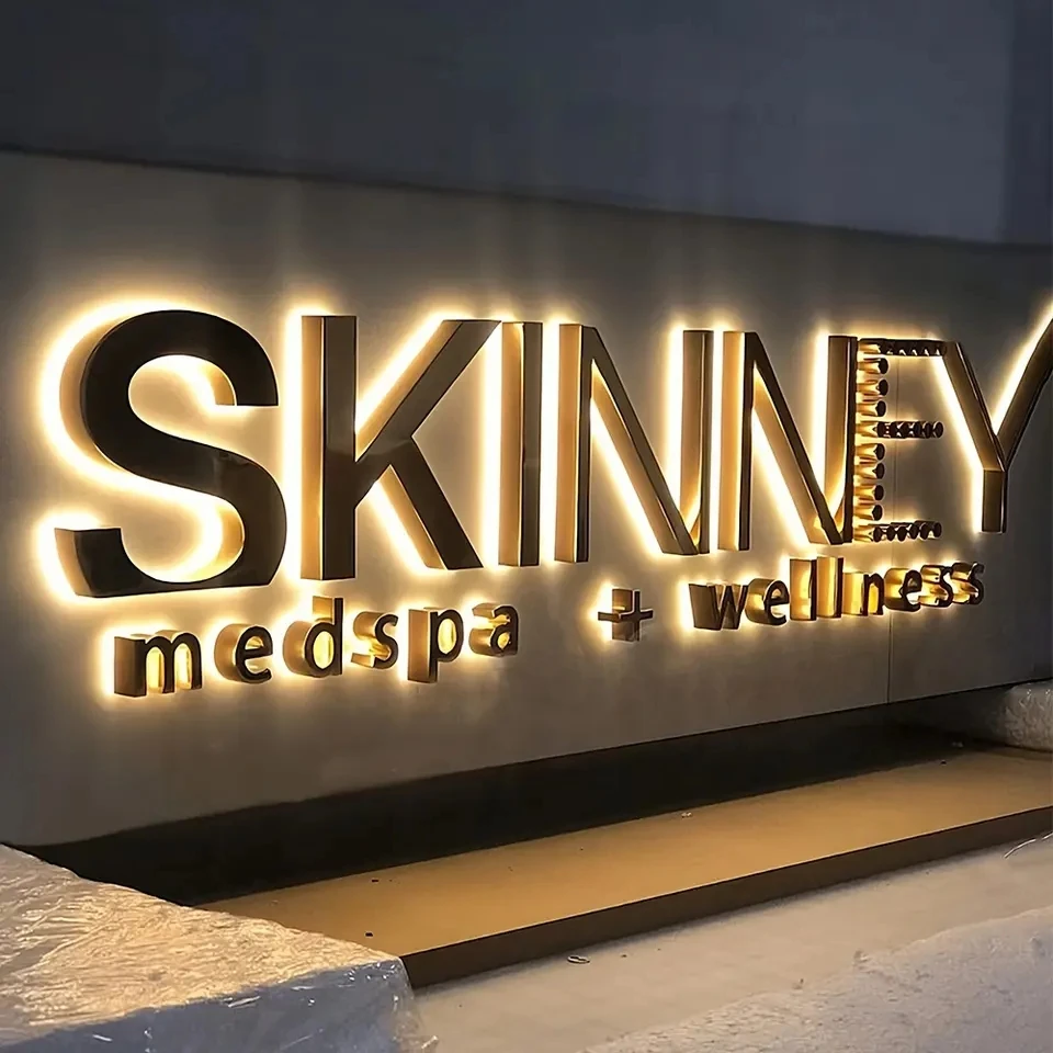 Outdoor-3D-letras-sinal-iluminado-Metal-Backlit-Signage-Custom-LED ...