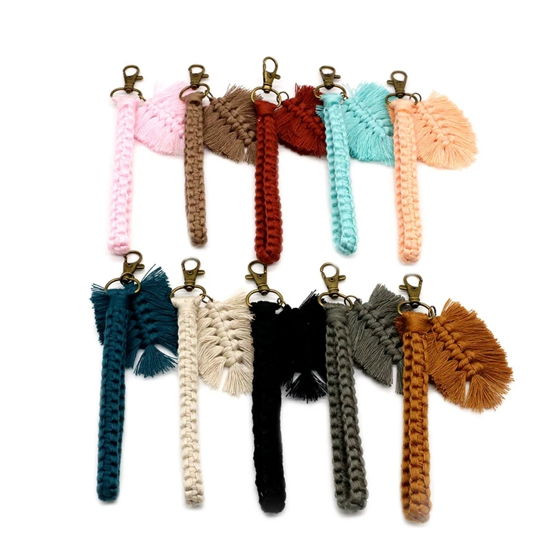10-Pcs-Macrame-Keychains-Boho-Woven-Key-Ring-With-Tassels-For-Car-Key ...