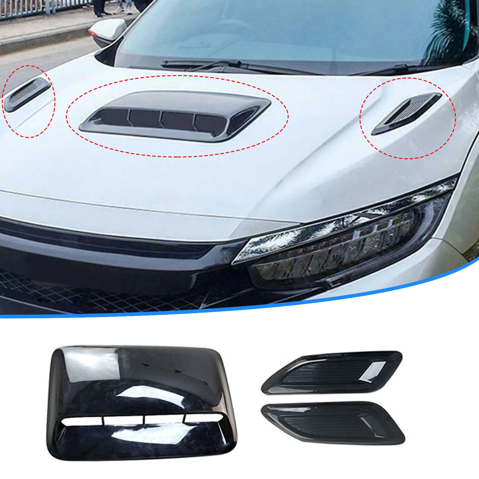 3PCS Auto Air Flow Intake Hood Scoop Vent Bonnet Dekorative Abdeckung ...
