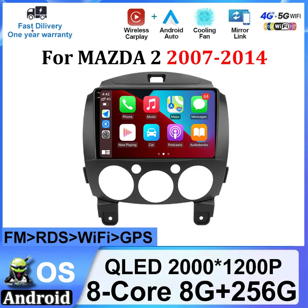 Car-Radio-Multimedia-Player-Android-Auto-for-Mazda-2-2007-2014-GPS ...