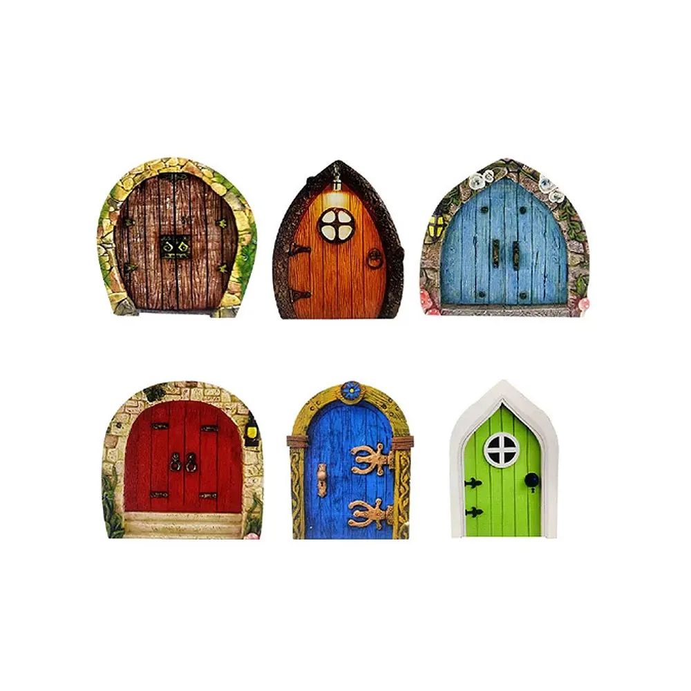 6pc Wood Miniature Dollhouse Fairy Doors Wooden Mini Elf Fairy Doors ...