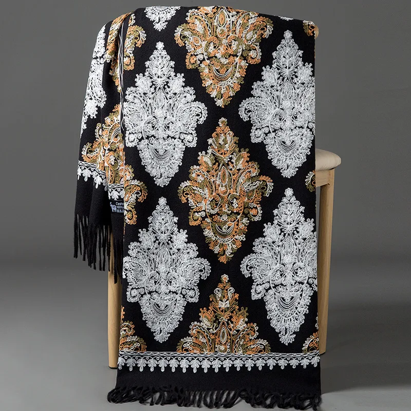 Plus Size Shawl Pashmina for Women Cashmere Blend Bufanda Ethnic Style ...