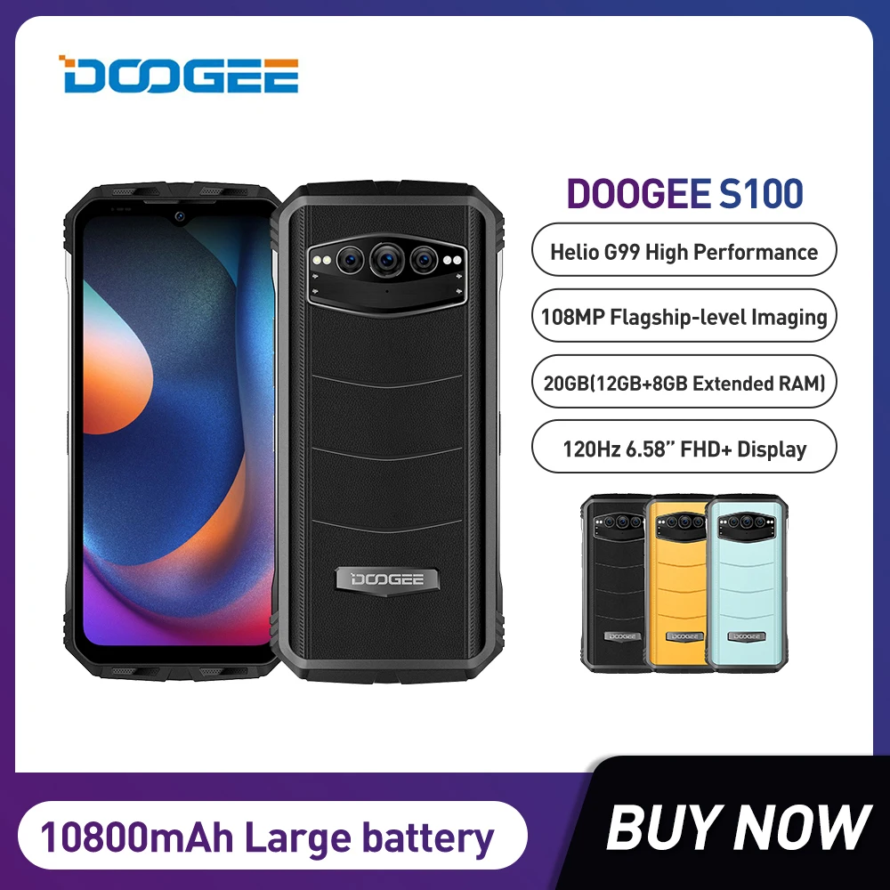 Doogee – Smartphone S100, Téléphone Mobile Robuste, 120hz, Helio G99, Écran De 6.58 Pouces ...