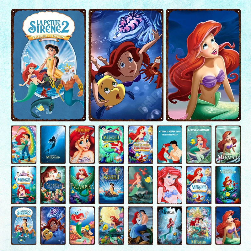 The-Little-Mermaid-Metal-Sign-Plate-Disney-Ariel-Undersea-Scene-Vintage ...