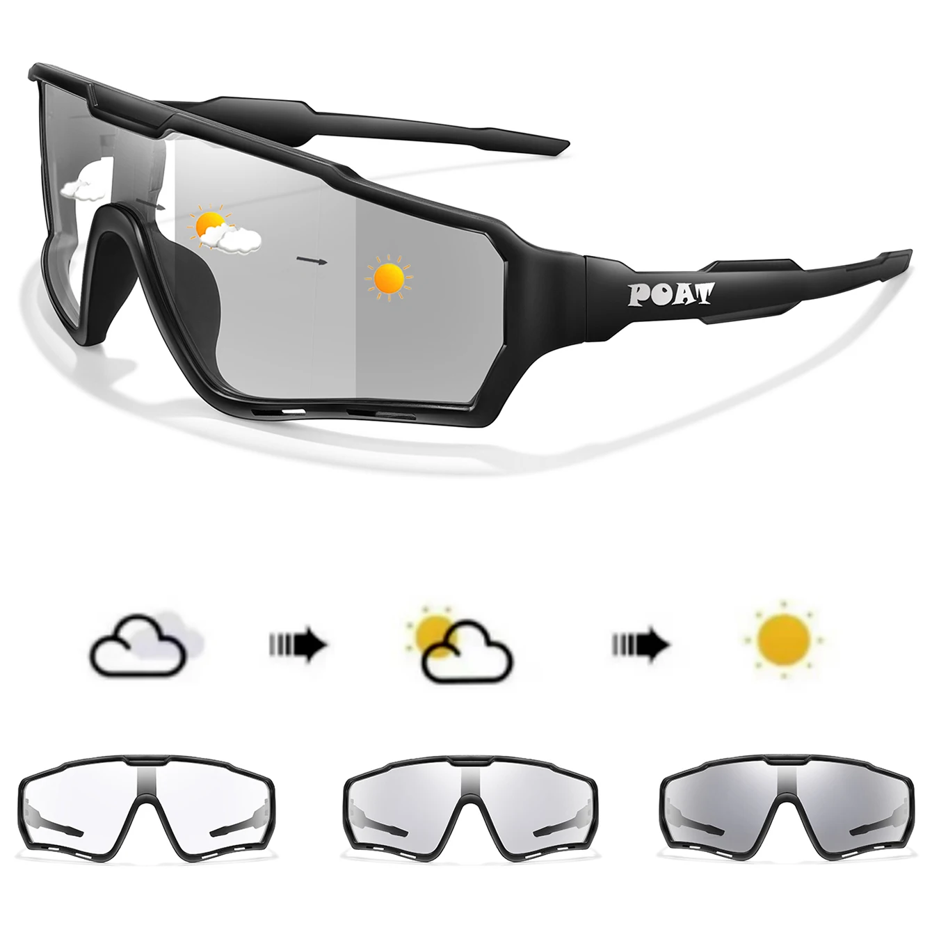 POAT Photochrome Brillen für MTB Radfahren & Angeln – Unisex, UV-Schutz ...