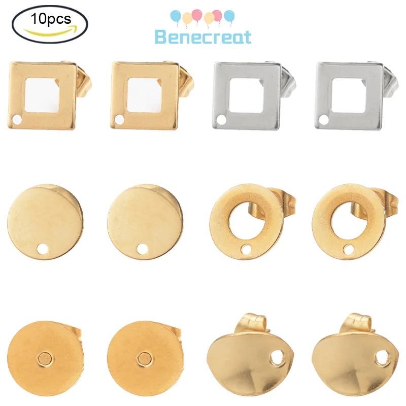 10PCS 304 Stainless Steel Stud Ear Nuts/Earring Rhombus 14x14mm Hole ...