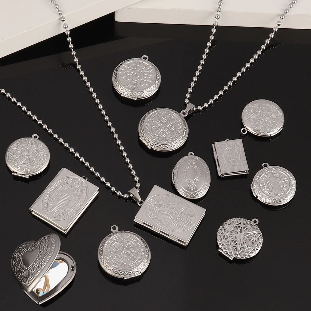 3pcs-lot-Carved-Designs-Stainless-Steel-Photo-Frame-Charms-Locket ...