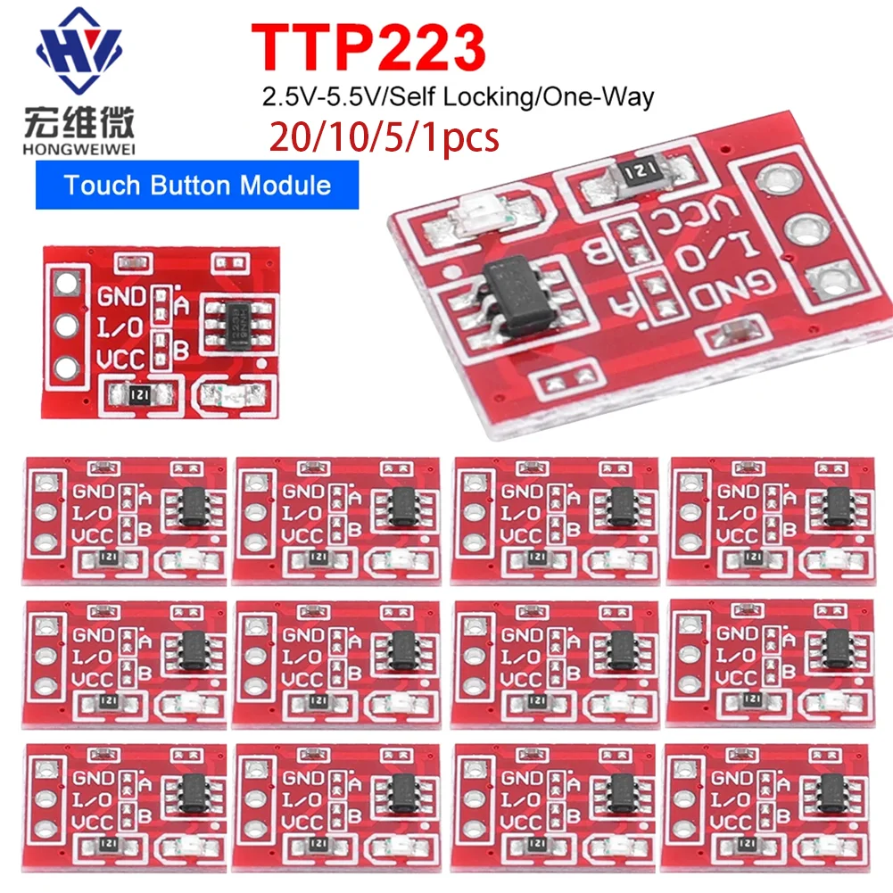 1-20PCS-Lot-NEW-TTP223-Touch-Button-Module-Capacitor-Type-Single-Channel-Self-Locking-Touch ...