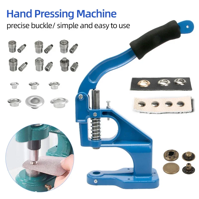 Hand Press Eyelet Grommet Machine Heavy Duty Hole Punch Tool Kit Metal Press Snap Buttons Rivets ...