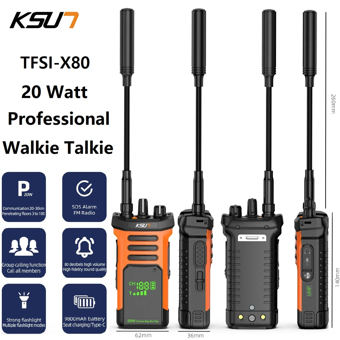 KSUT-Professional-Radio-Walkie-Talkie-20Watt-Long-Range-Powerful-Two ...