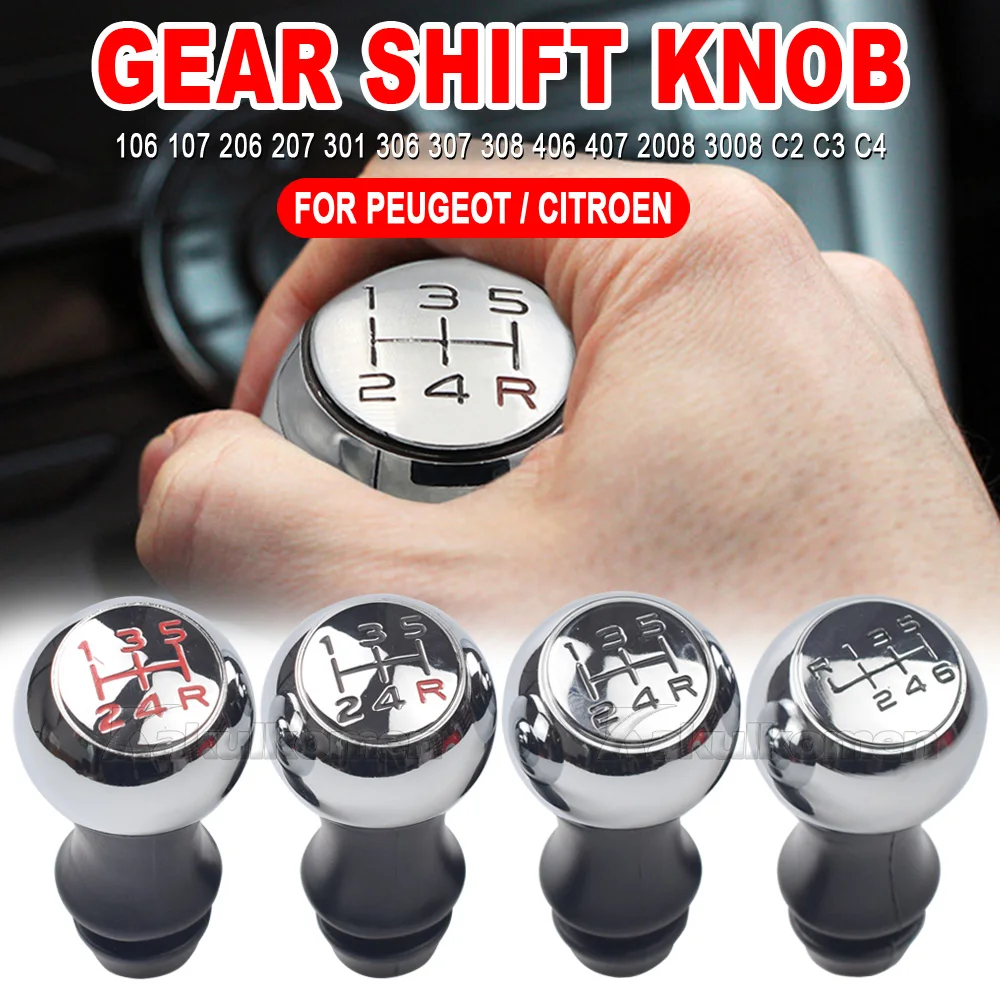 Car-MT-Gear-Shift-Knob-Lever-Shifter-Handle-Stick-5-6-Speed-For-Peugeot ...