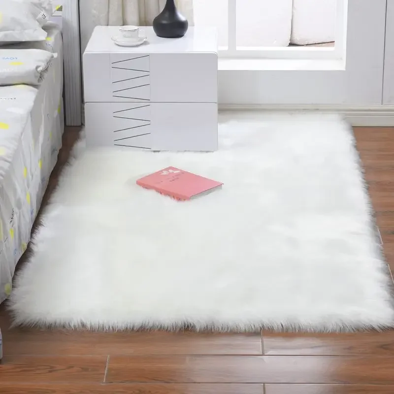 Plush-Soft-Sheepskin-Bedroom-Carpet-Imitation-Wool-Pad-Long-Hair ...