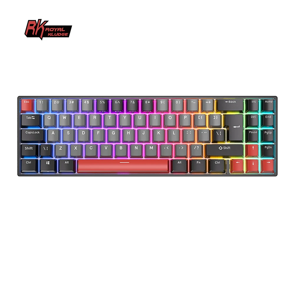 RK71 ROYAL KLUDGE 2.4G ISO Sem Fio Layout Teclado Mecânico RGB Backlit ...