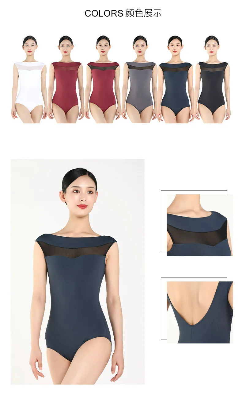 Women Ballet Dance Leotards Ballerina Gymnastics Leotard Bodysuits Mesh ...