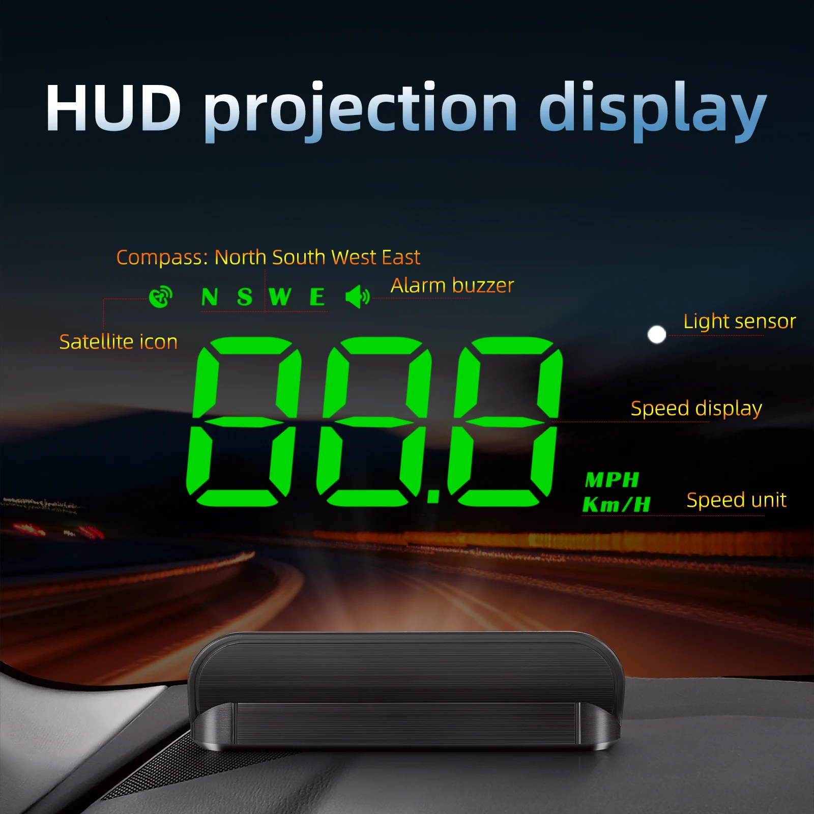M1 GPS Car Head Up Display Speedometer Speed Test Alarm System ...