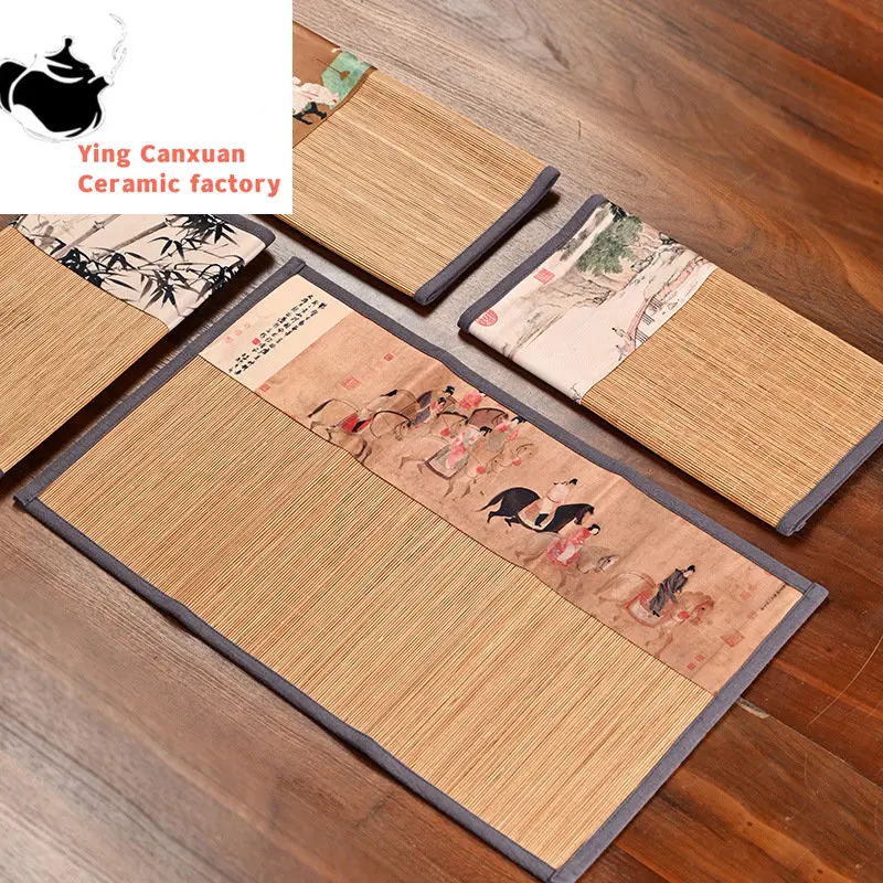 Chinese-Style-Retro-Bamboo-Tea-Shop-Small-Tea-Mat-Bamboo-Cloth-Ancient ...