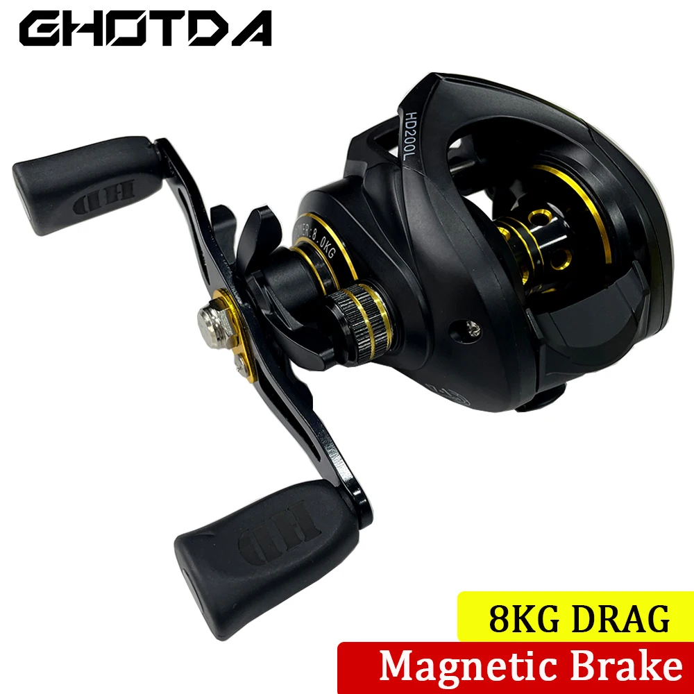Baitcasting Reel 8KG Max Drag 17+1 Bearings Gear Ratios 7.2:1 ...