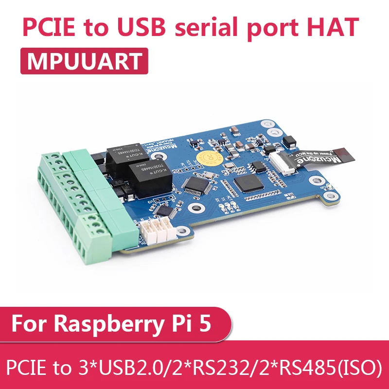 New-MPUUART-PCIE-To-USB-Serial-Port-HAT-For-Raspberry-Pi-5-PCIE-To-3 ...
