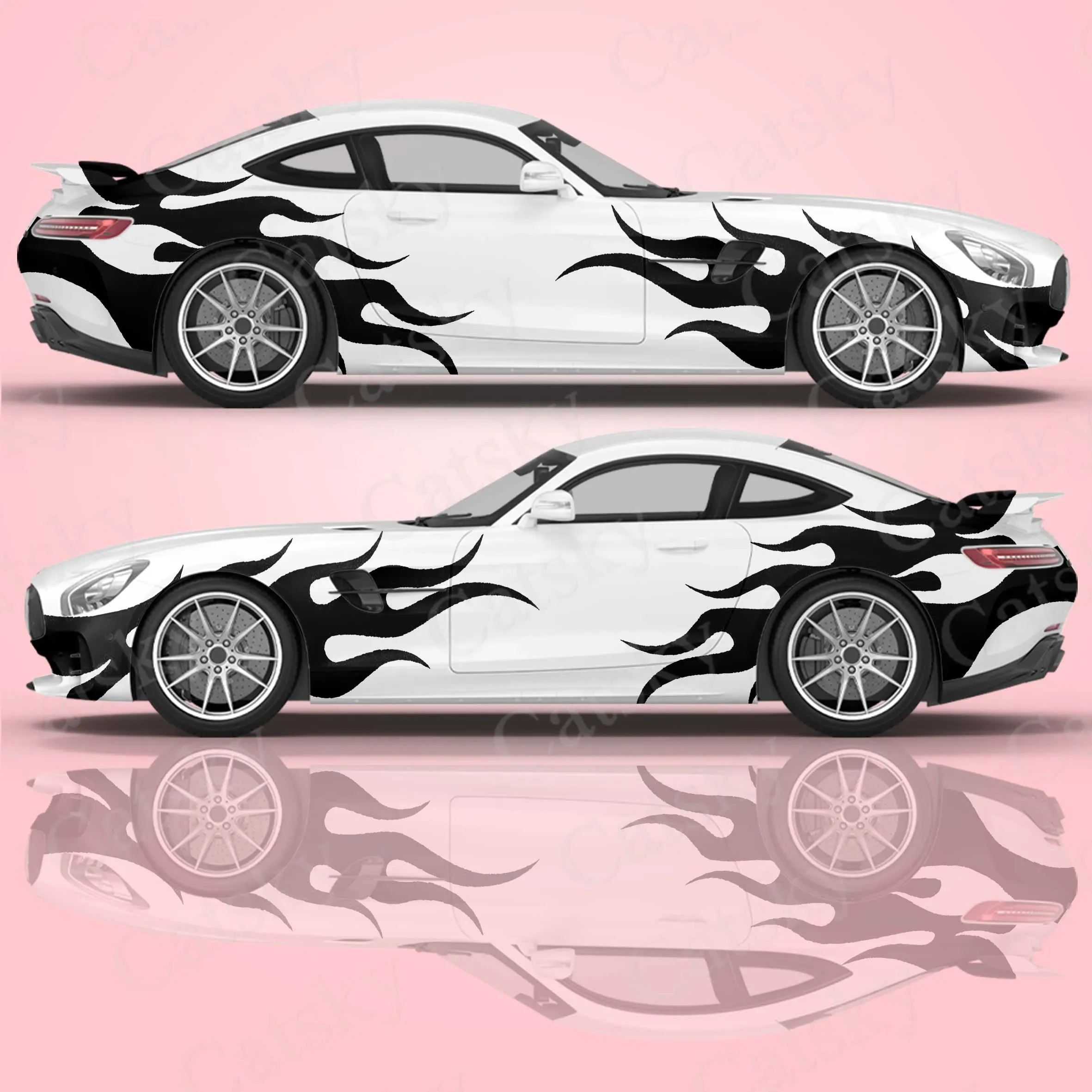 Flame-Solid-Color-Car-Sticker-Side-Graphics-Cars-Wrap-Vehicle-Side ...