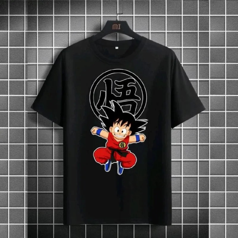 2025 Summer Dragon Ball Childhood Goku 100% Cotton Printed T-shirt Men ...