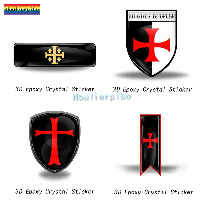 Crest Knights Templar 3D Dome Stickers Epoxy Resin Decal Motorcycle Car ...