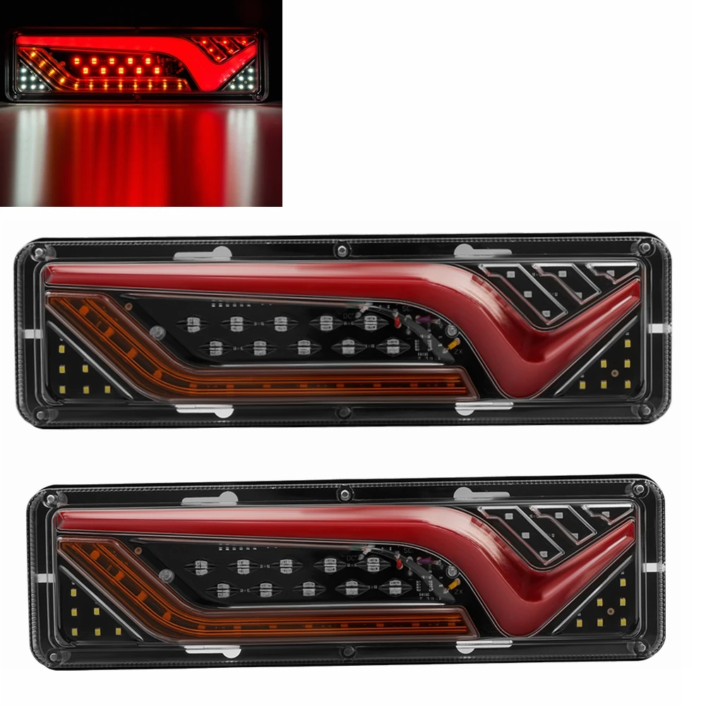 2pcs 12-24v Led Truck Tail Light Rear Lights Turn Signal Brake Reverse ...