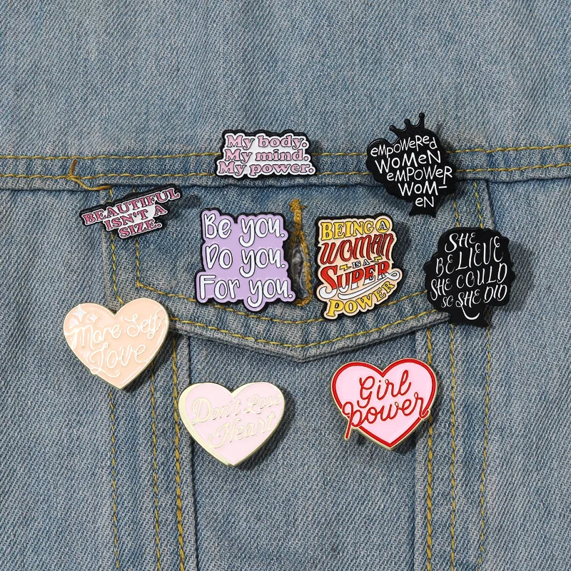 Girl-Power-Enamel-Pins-Custom-Don-t-Lose-Heart-More-Self-Love-Brooches ...
