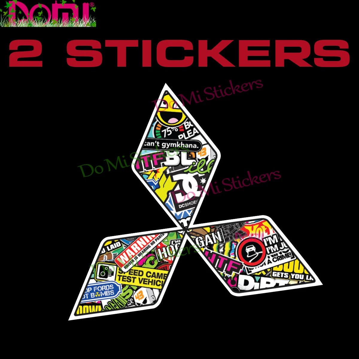 2-X-MITSUBISHIS-STICKERBOMB-Decal-Vinyl-Sticker-Jdm-Evo-Evolution ...