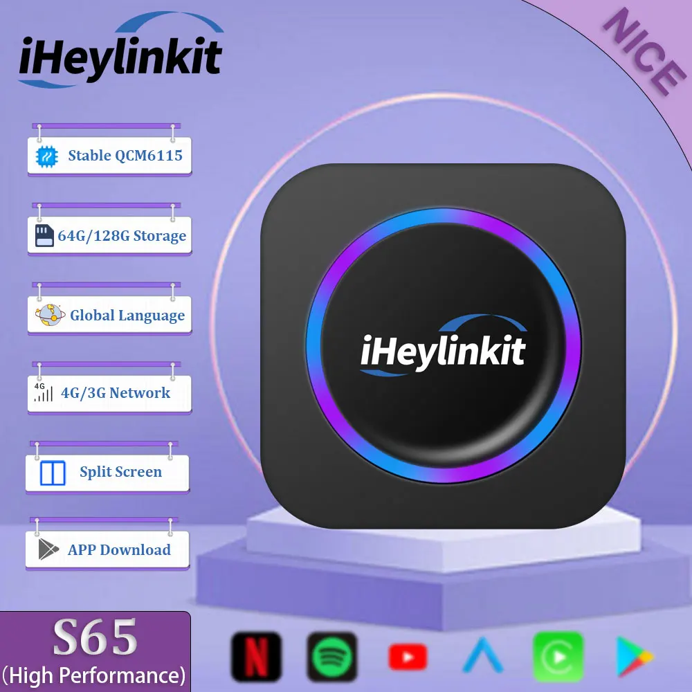 iHeylinkit-S65-AI-Box-QCM6115-Android-13-Wireless-CarPlay-Android-Auto ...